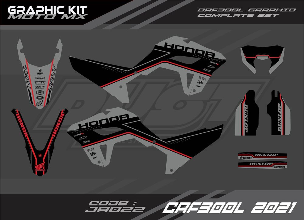 Graphic set, Sticker kit, for Honda CRF300L (LED headlight) 2021-Up ...
