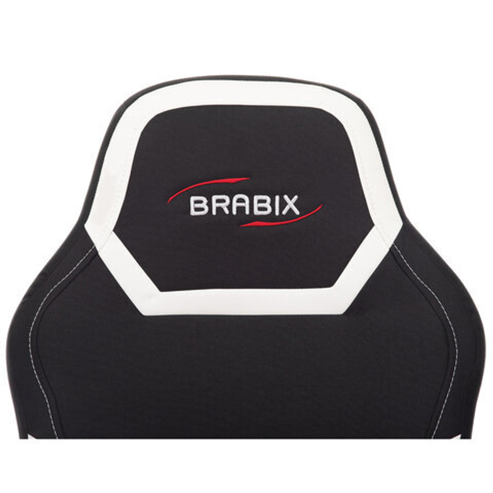 Кресло компьютерное BRABIX "Alpha GM-018", ткань/экокожа, черное/белое ...