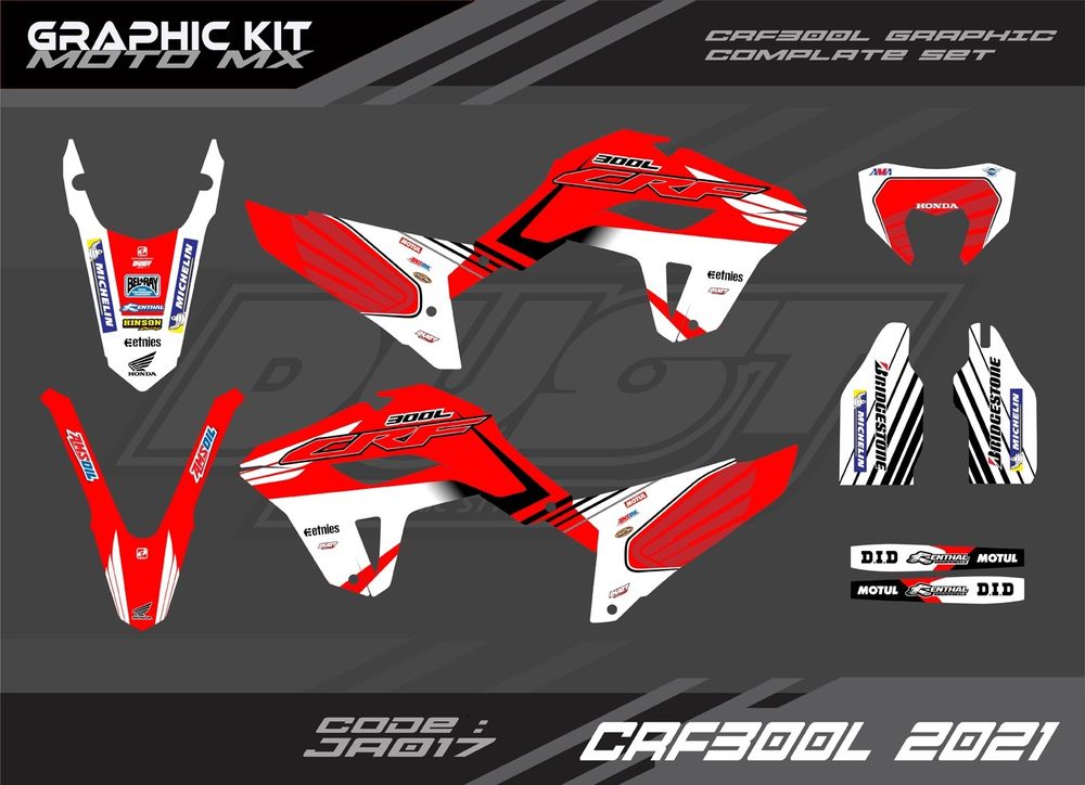 Graphic set, Sticker kit, for Honda CRF300L (LED headlight) 2021-Up ...