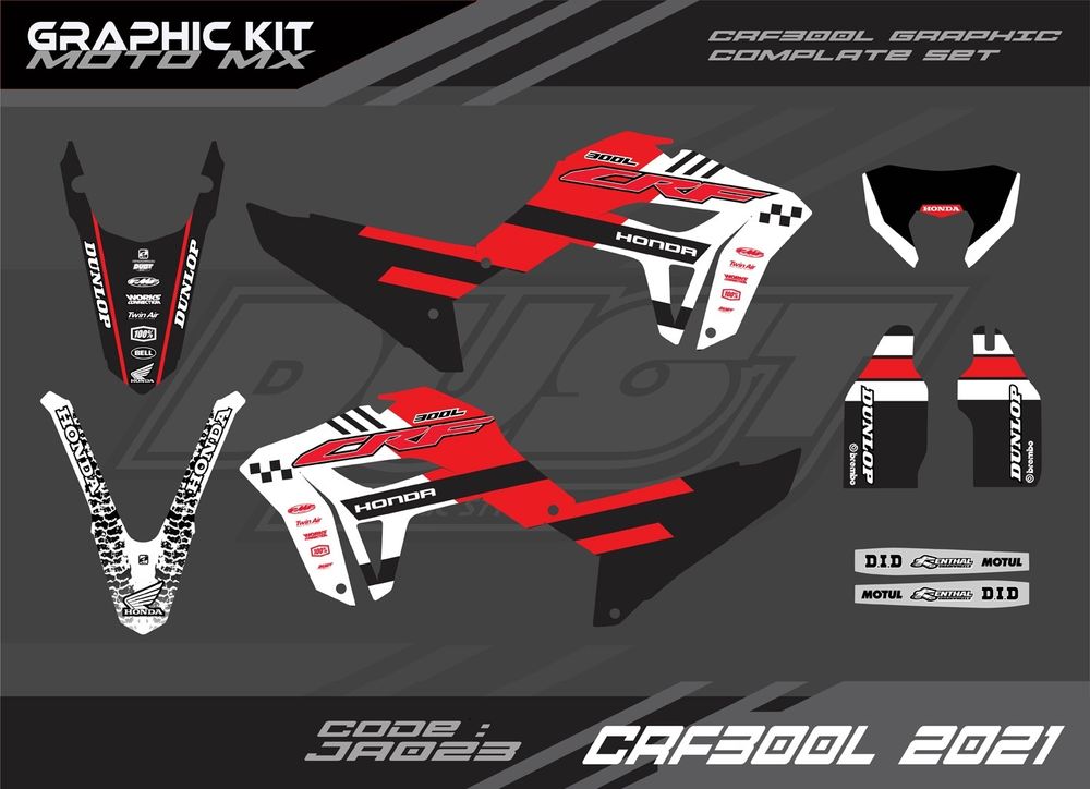 Graphic set, Sticker kit, for Honda CRF300L (LED headlight) 2021-Up ...