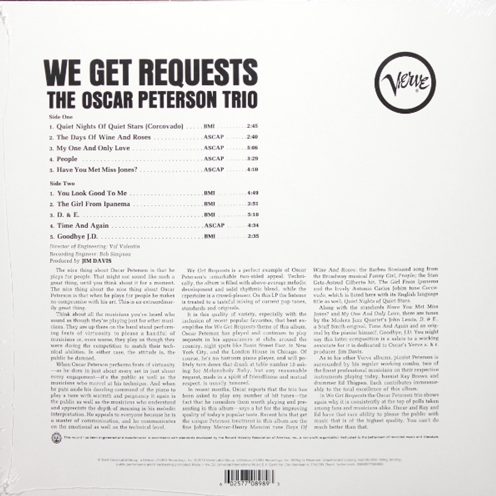 Виниловая пластинка We Get Requests — The Oscar Peterson Trio купить в интернет-магазине ...