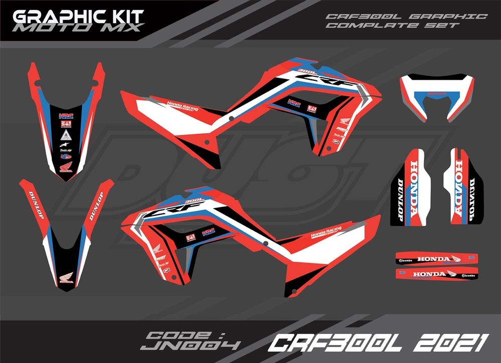 Graphic set, Sticker kit, for Honda CRF300L (LED headlight) 2021-Up ...
