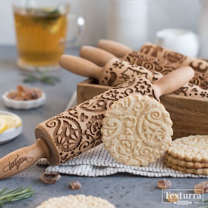 Купить деревянную скалку с узором, фигурную скалочку в интернет ...