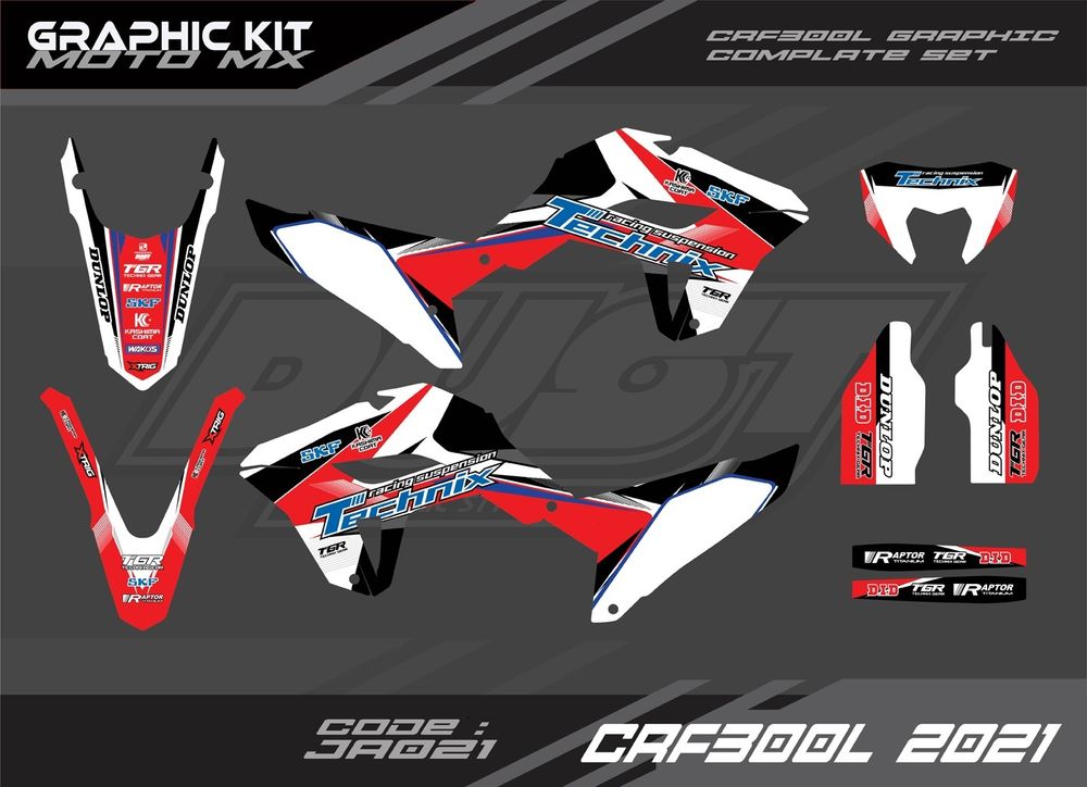 Graphic set, Sticker kit, for Honda CRF300L (LED headlight) 2021-Up ...