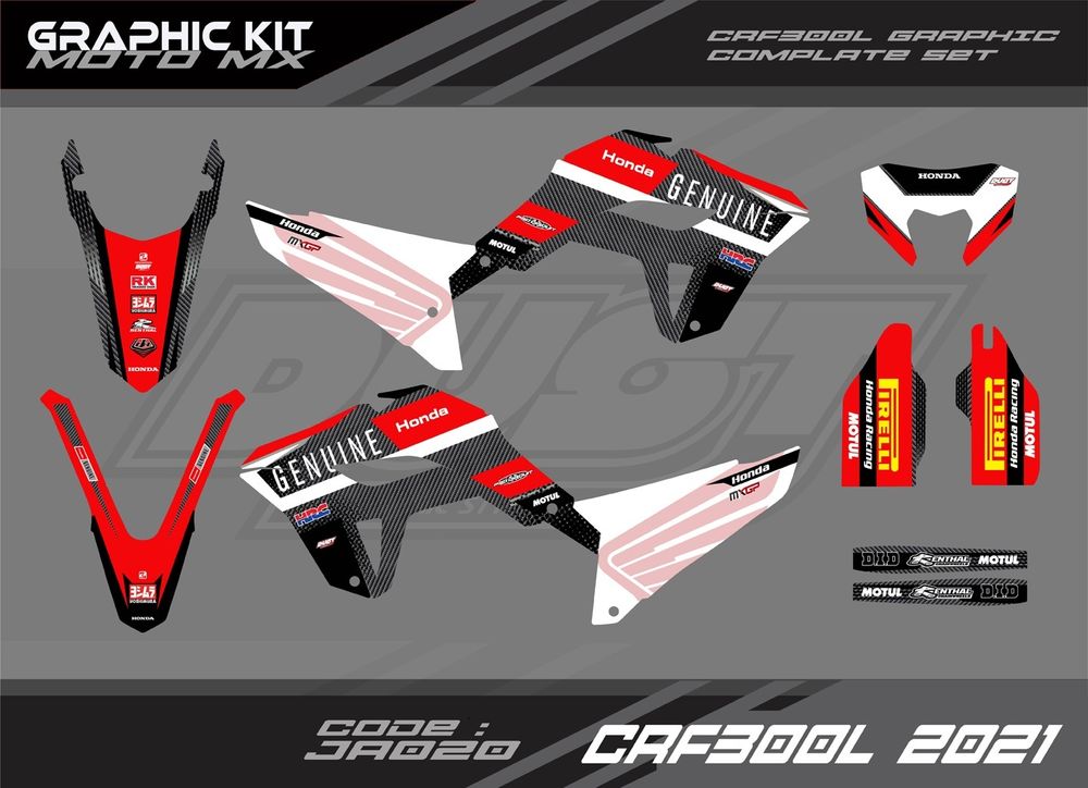 Graphic set, Sticker kit, for Honda CRF300L (LED headlight) 2021-Up ...